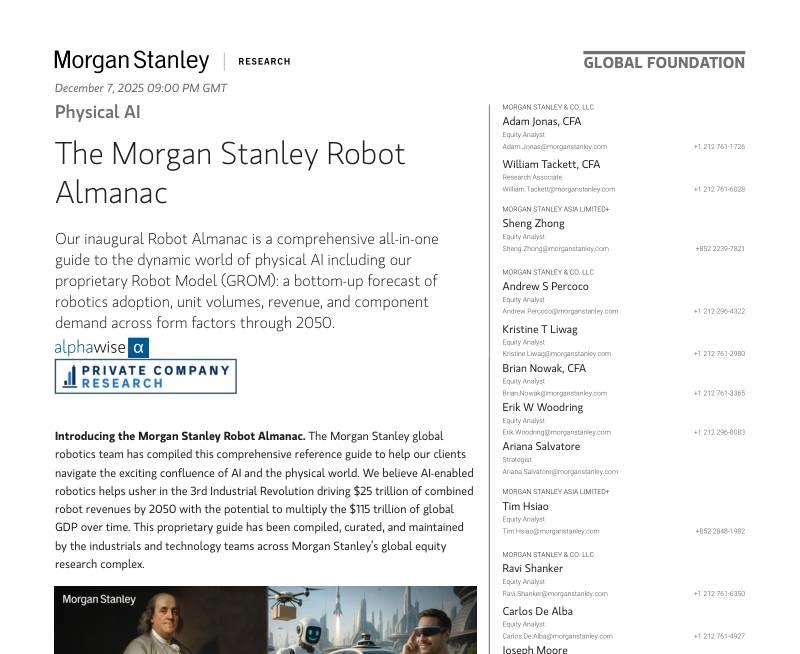 摩根士丹利-摩根士丹利机器人年鉴：实体AI的综合指南-The Morgan Stanley Robot Almanac：A ...